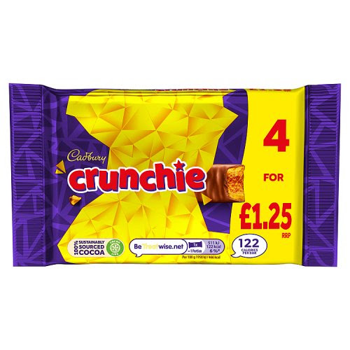 Cadbury Crunchie Chocolate Bar 4pk 104.4g PMP £1.25 – E-Natural Limited ...