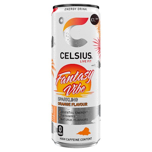 Celsius Fantasy Vibe Sparkling Orange PMP £1.79 355ml – E-Natural ...